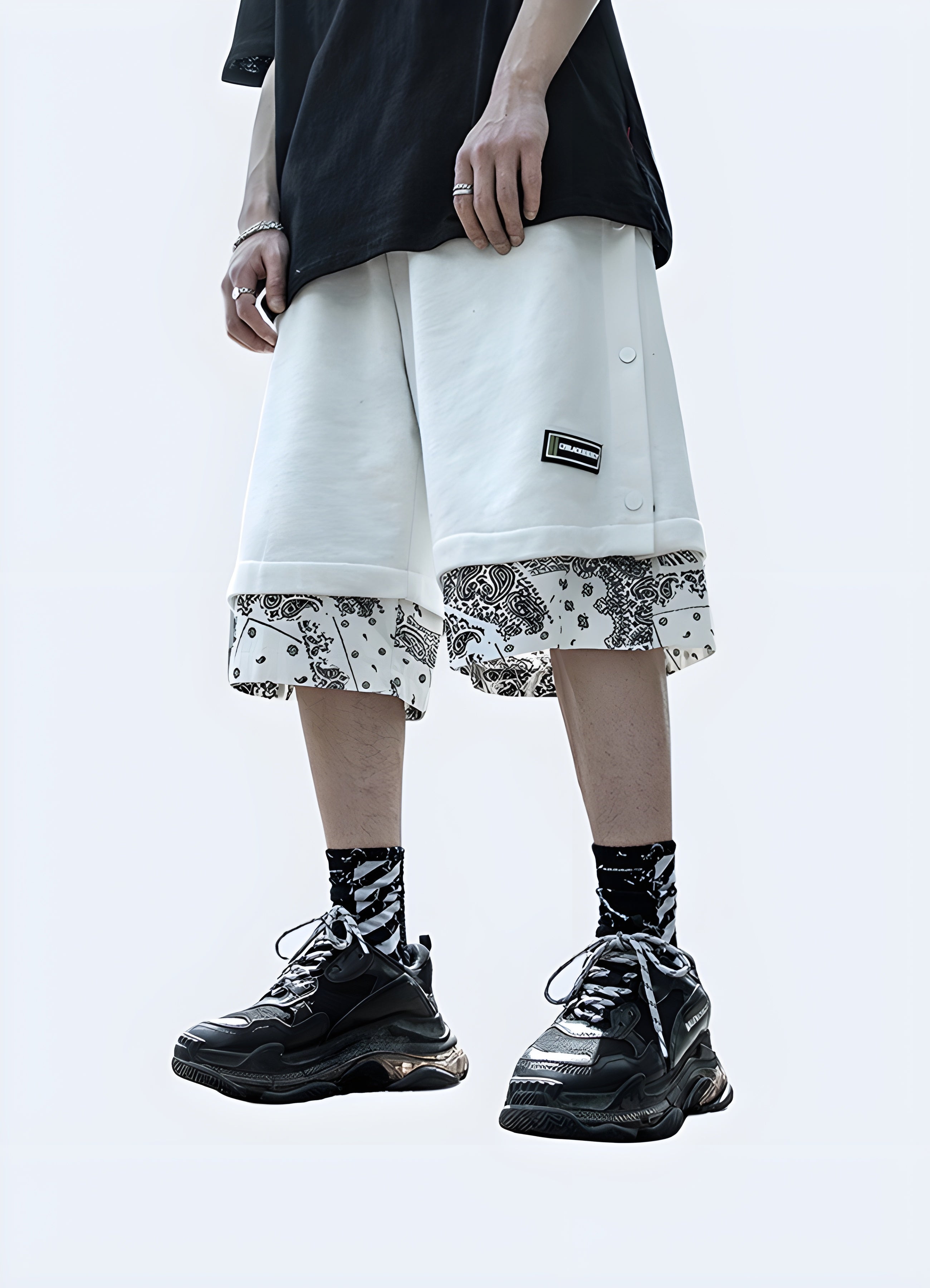 Black And White Bandana Shorts – Techwear Australia